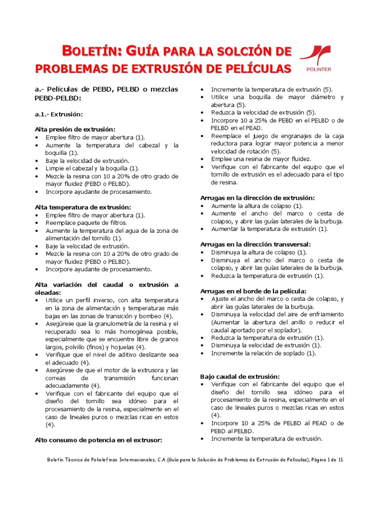 Guia Solucion de Problemas en Extrusion PDF | PDF | Extrusión ...
