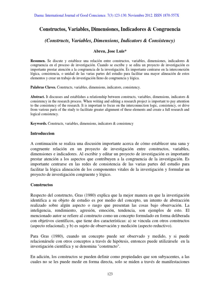 Variables, Dimensiones, Indicadores y Congruencia | PDF | Medición | Science