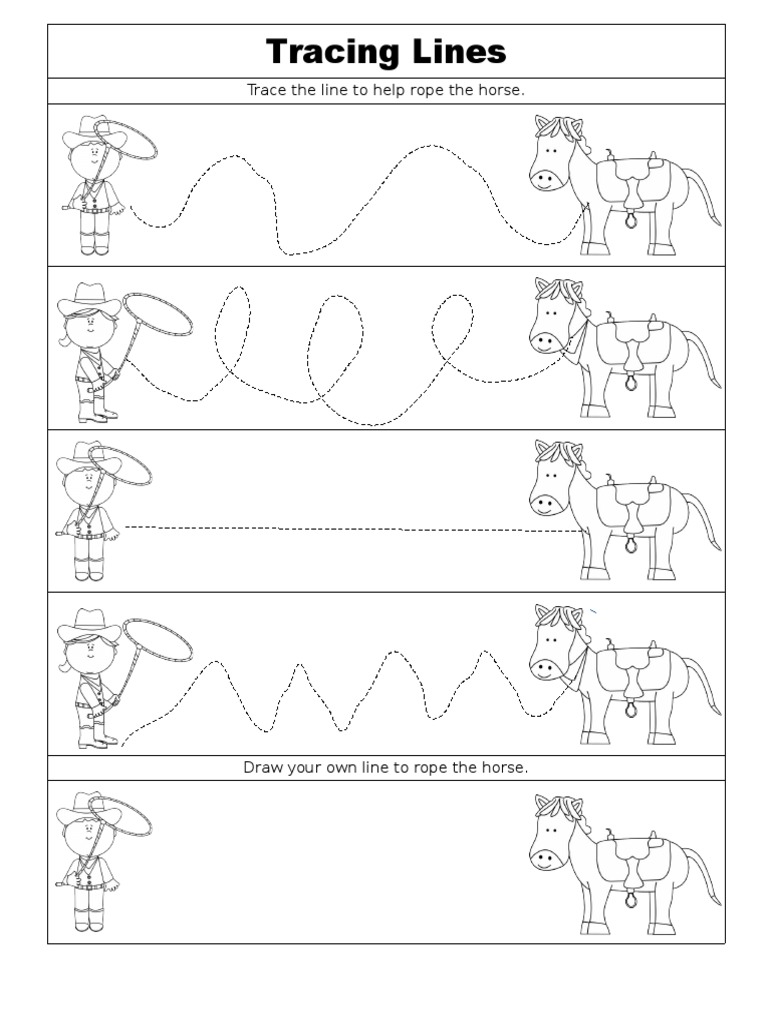 Tracing Lines: Trace The Line To Help Rope The Horse | PDF