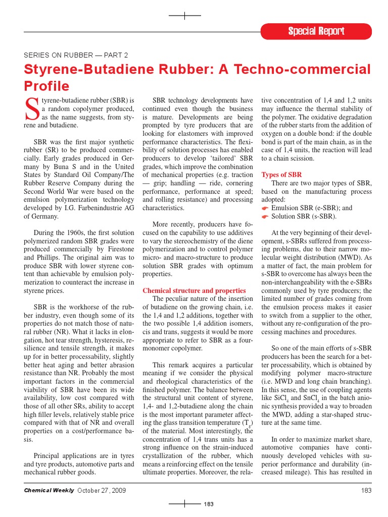 Styrene Butadiene Rubber | PDF | Polymers | Polymerization