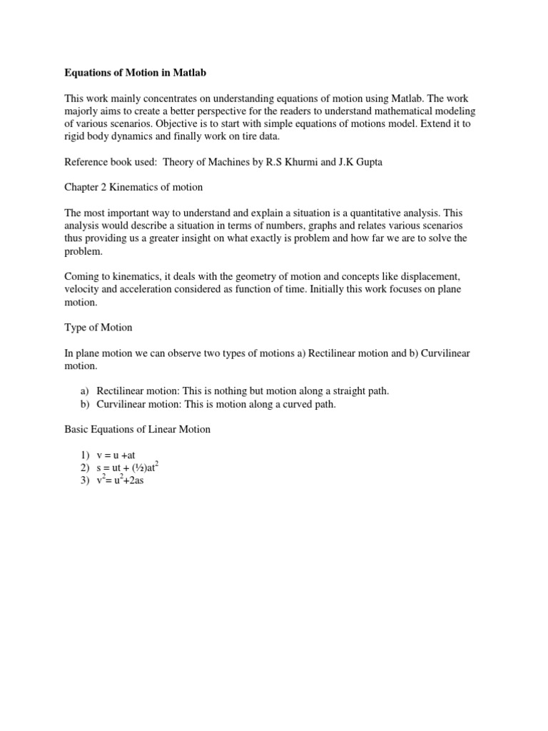 Equations of Motion Notes | PDF | Equations Of Motion | Velocity