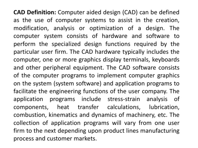 CAD Definition: Computer Aided Design (CAD) Can Be Defined | PDF