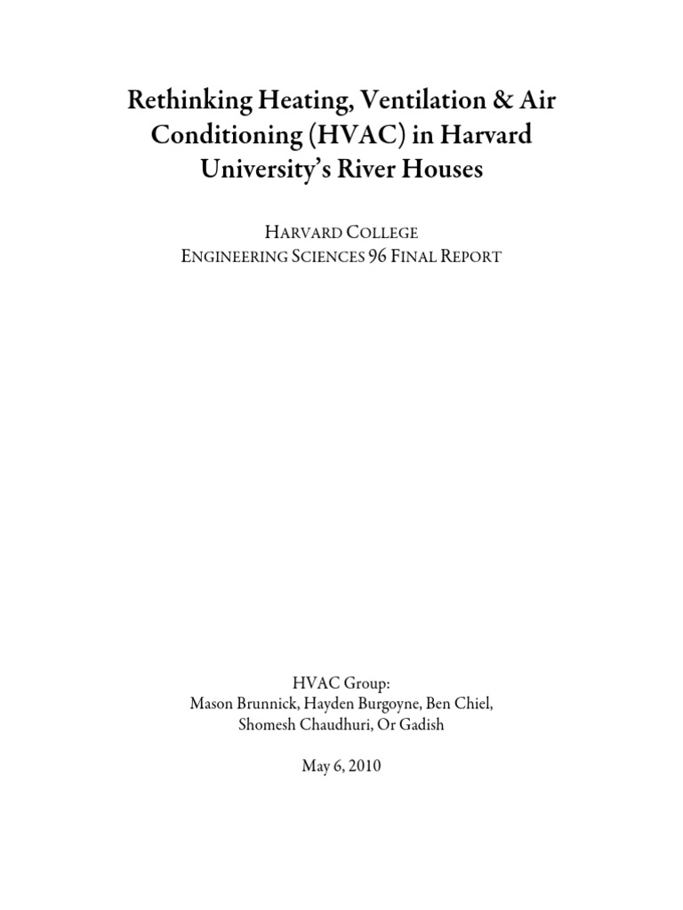 ES 96 2010 HVAC Final Report | PDF | Hvac | Ventilation (Architecture)