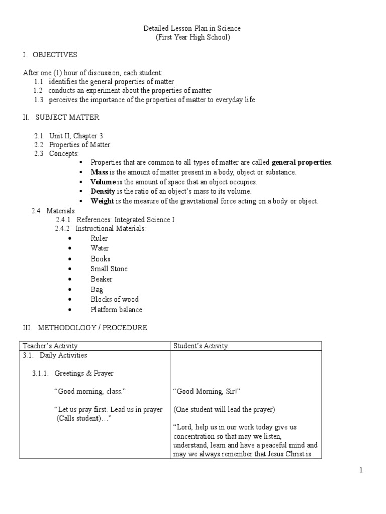 Detailed Lesson Plan in Science | PDF | Rates | Density