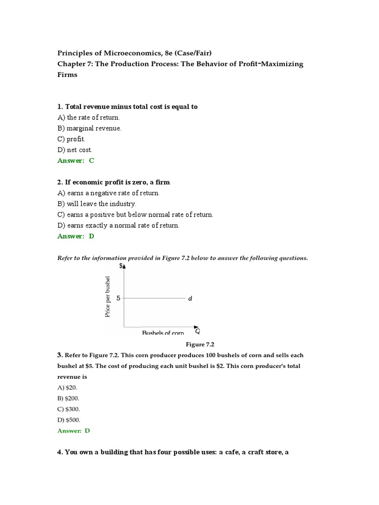 Microeconomics MCQs and Answers Guide | PDF | Profit (Economics ...