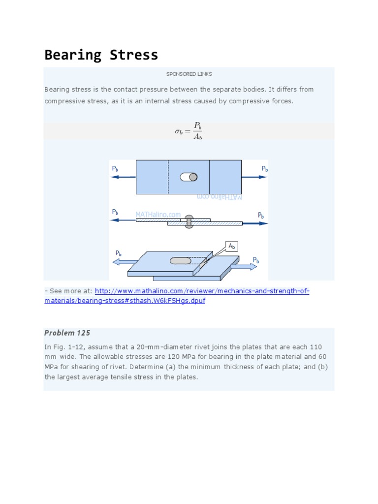 Bearing Stress | Rivet | Stress (Mechanics)