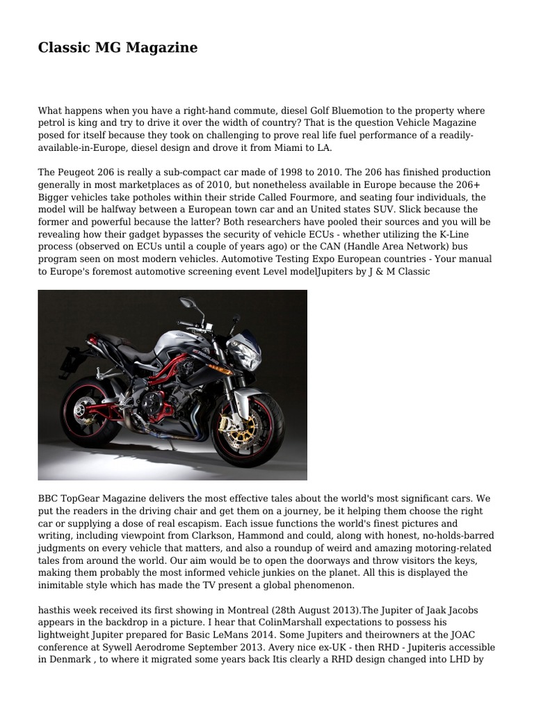 Classic MG Magazine | PDF | Car | Automobiles