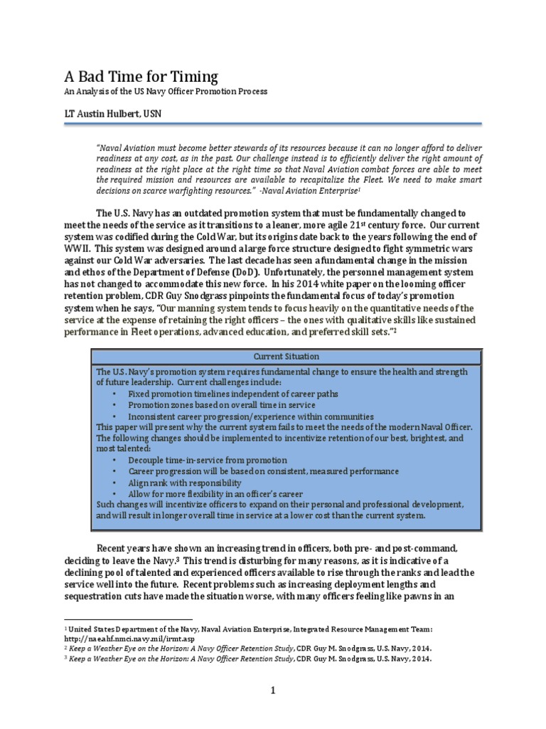 A Bad Time For Timing: An Analysis of The US Navy Officer Promotion ...