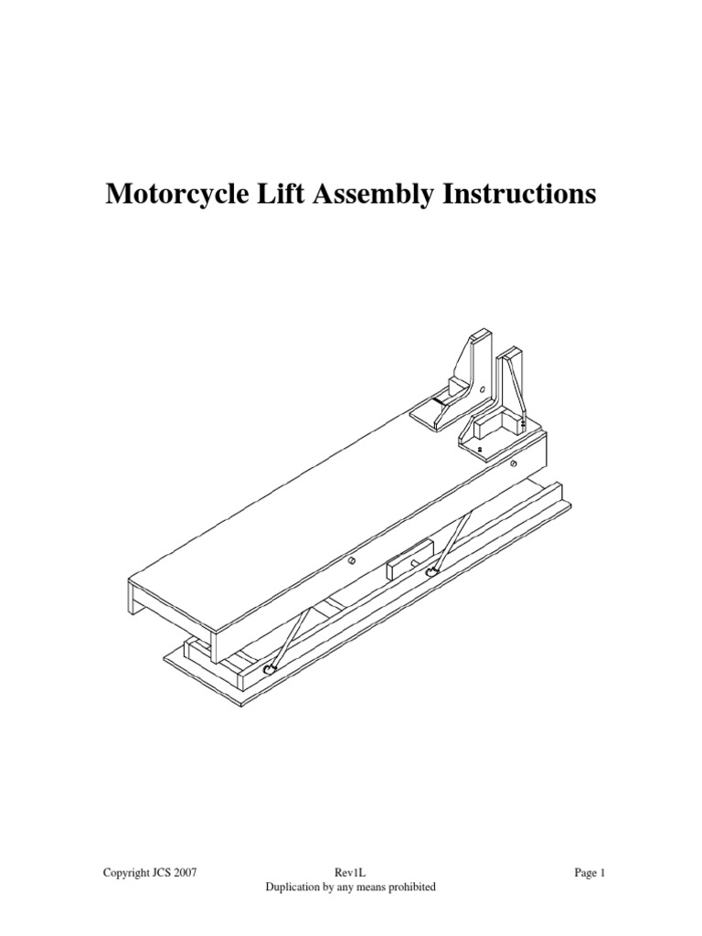 Motorcycle Lift Assembly Plans | PDF