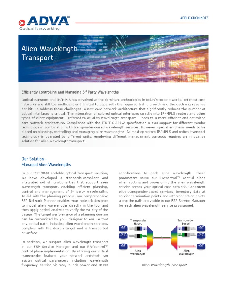 Alien Wavelength Transport | PDF
