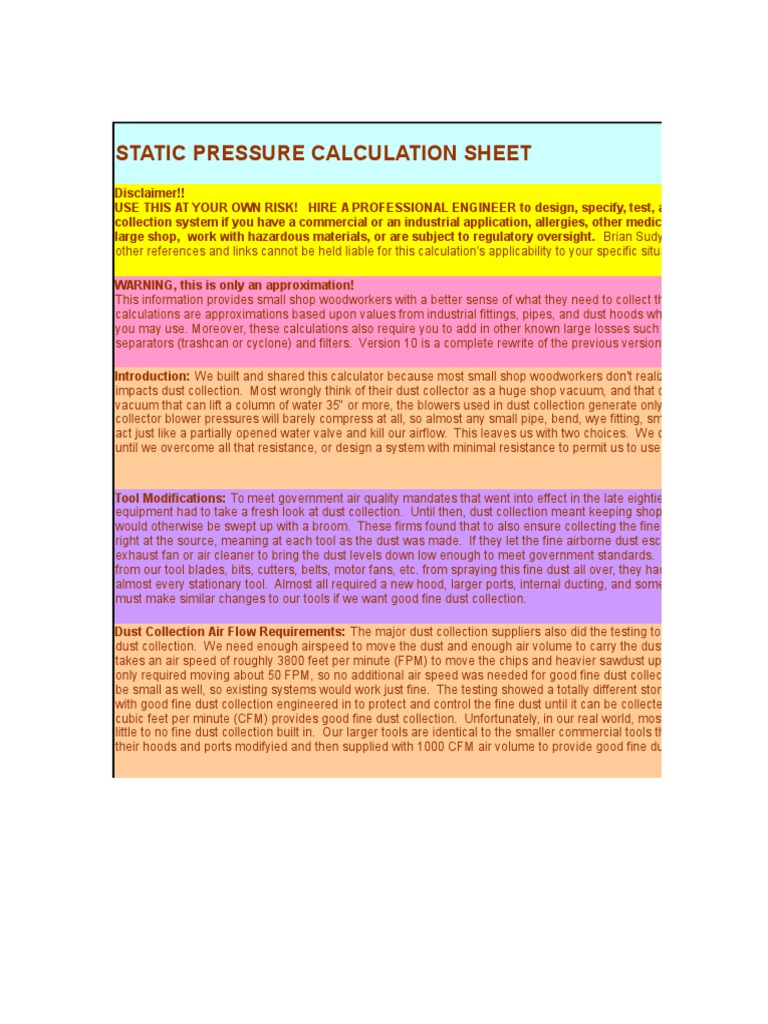 Static Pressure Calculator | PDF | Vacuum Cleaner | Duct (Flow)