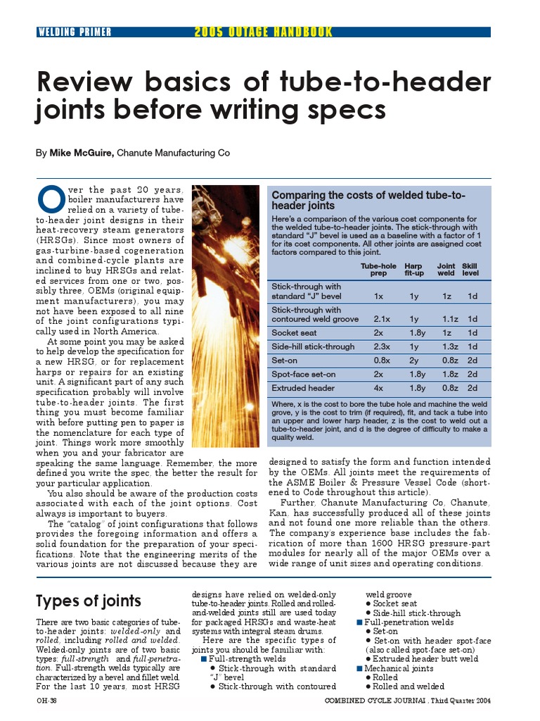 Tube To Header Joints | PDF | Welding | Construction