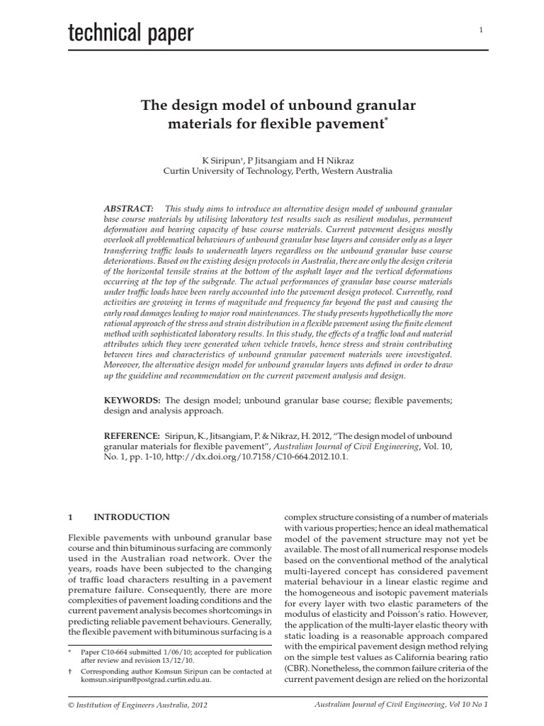 The Design Model of Unbound Granular Materials For FL Exible Pavement ...