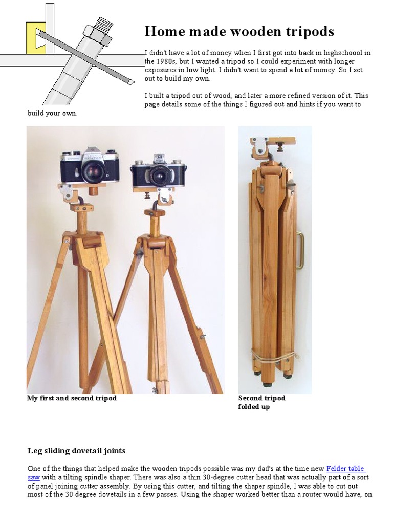 DIY Wooden Tripod Construction Guide | PDF | Tripod (Photography) | Screw