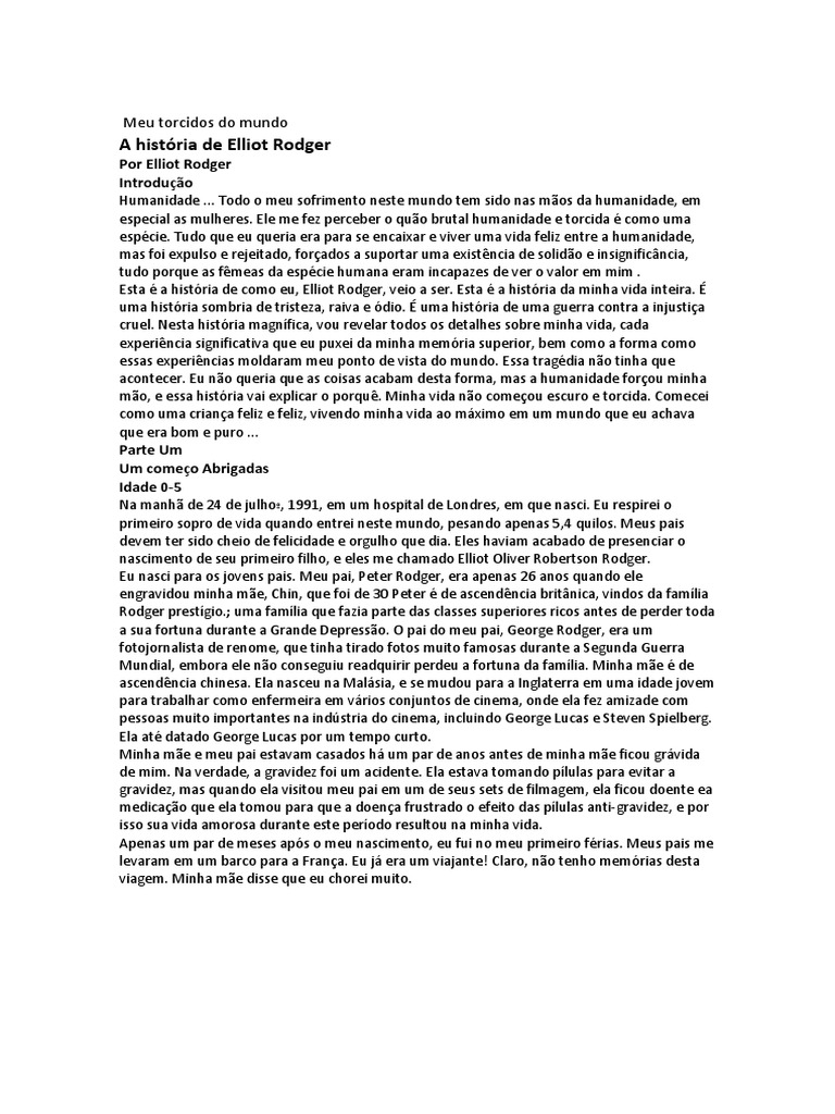 Manifesto de Elliot Rodger em Português | PDF | Pokémon | Tempo