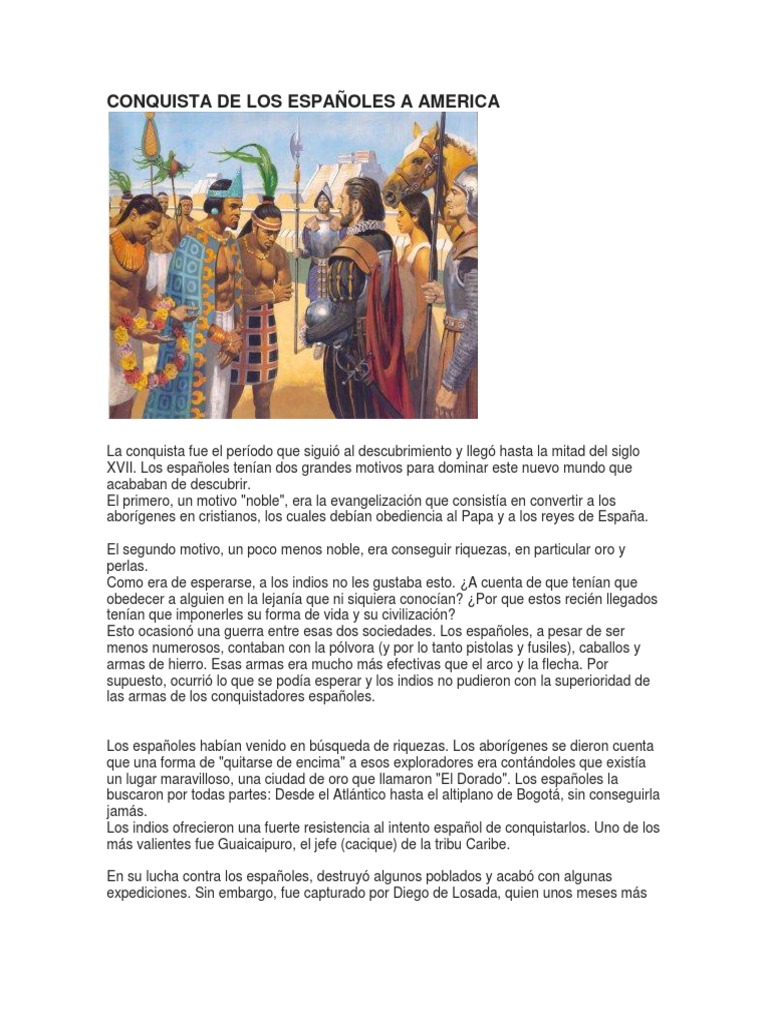 Conquista de Los Españoles A America | PDF | Conquistador | Cristobal colon