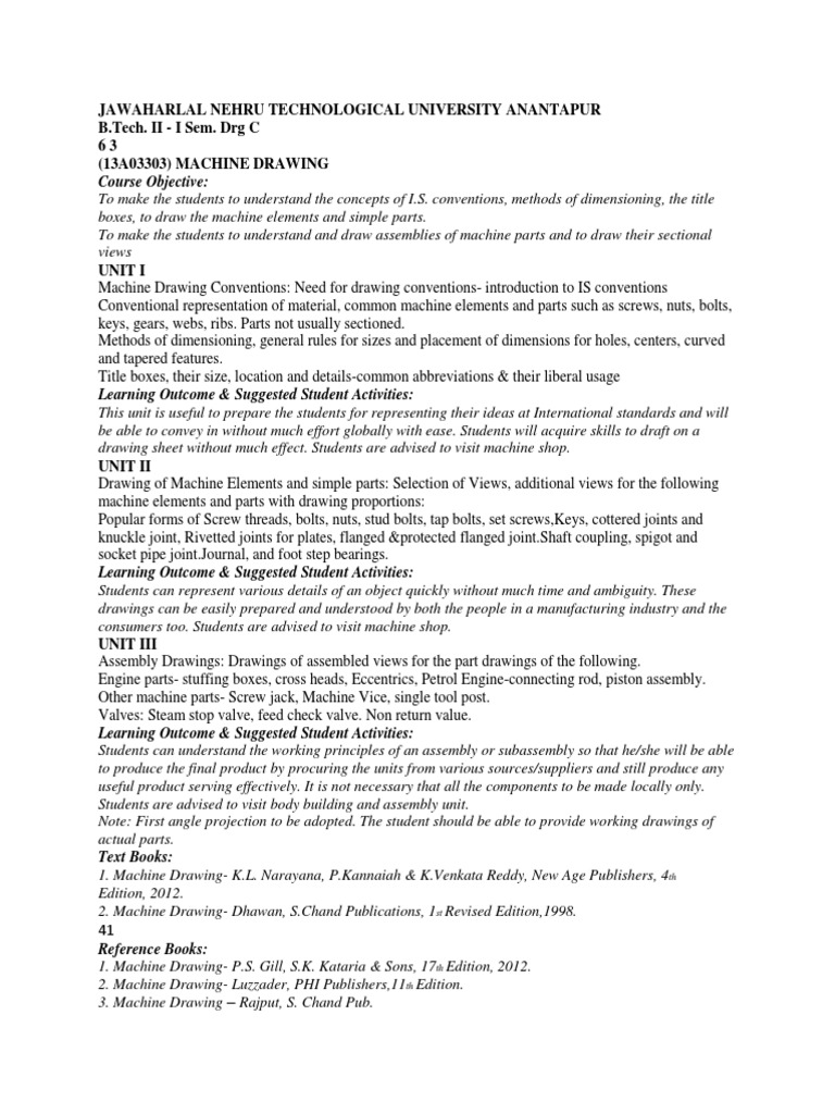 Machine Drawing Syllabus | PDF | Technical Drawing | Screw