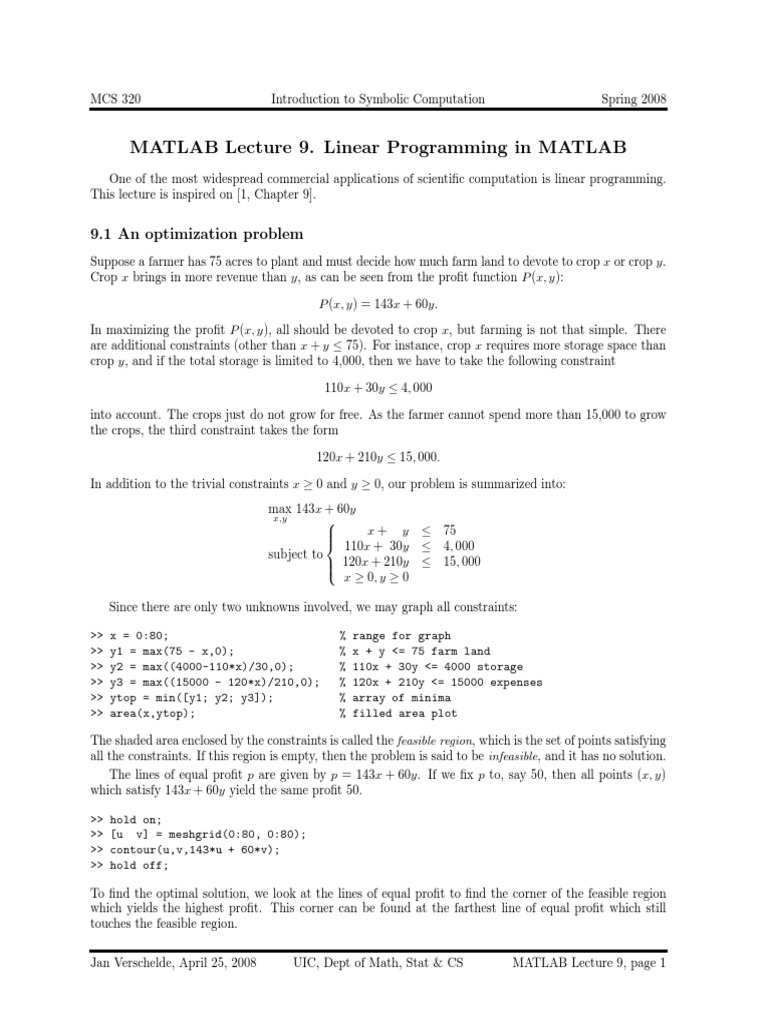 Matlec 9 | PDF | Linear Programming | Mathematical Optimization