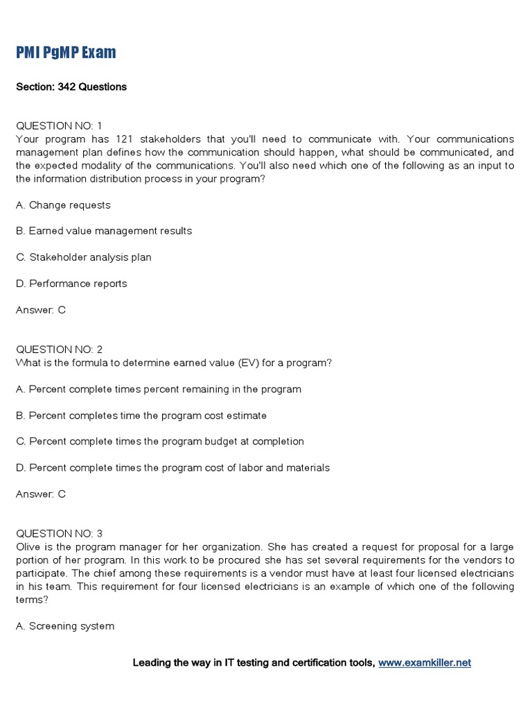 PGMP Exam | PDF | Business