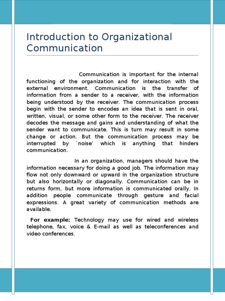 Introduction To Organizational Communication | PDF | Nonverbal ...
