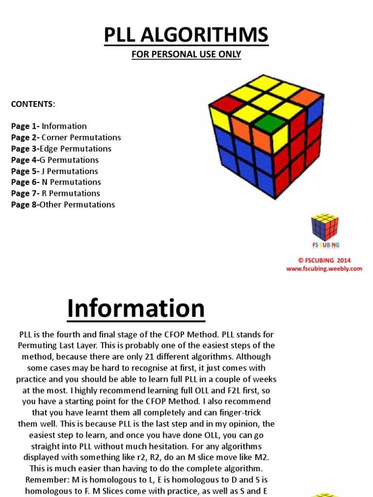 PLL Algorithms PDF | PDF | Areas Of Computer Science | Applied Mathematics