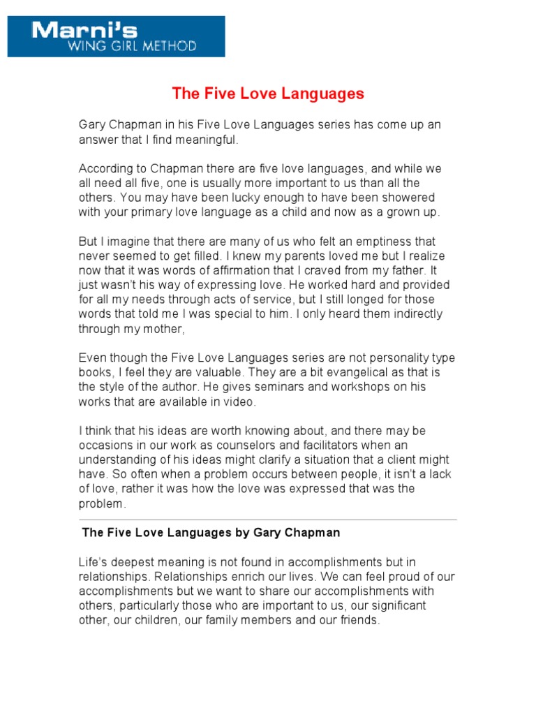 The Five Love Languages by Gary Chapman | PDF | Friendship | Love