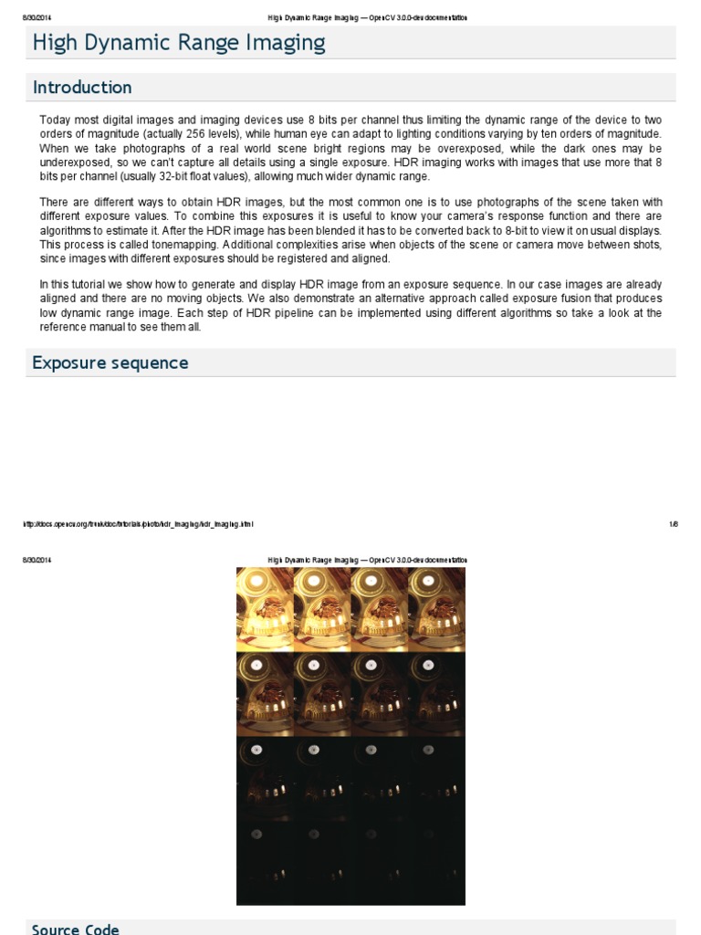Tutorial - High Dynamic Range Imaging - OpenCV 3 | PDF | High Dynamic ... Tutorial - High Dynamic Range Imaging - OpenCV 3 | PDF | High Dynamic ...