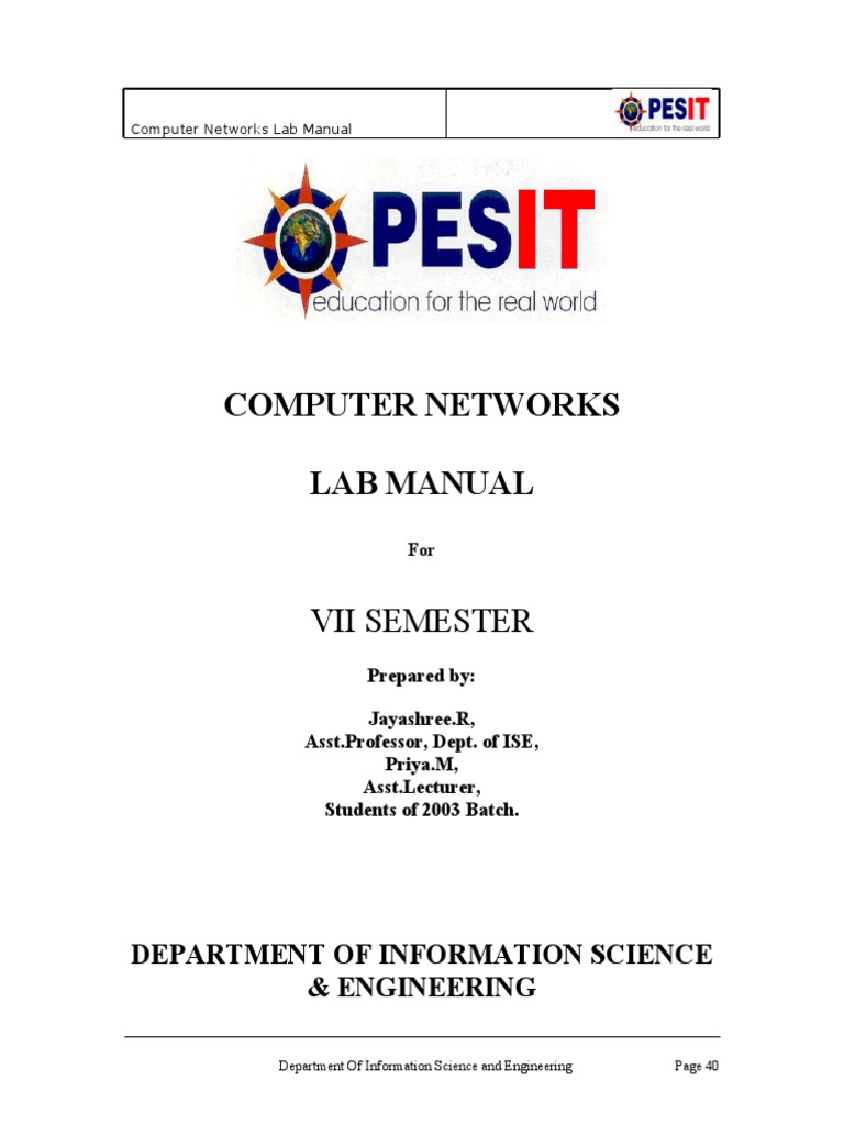 Computer Networks Lab Manual: Vii Semester | PDF