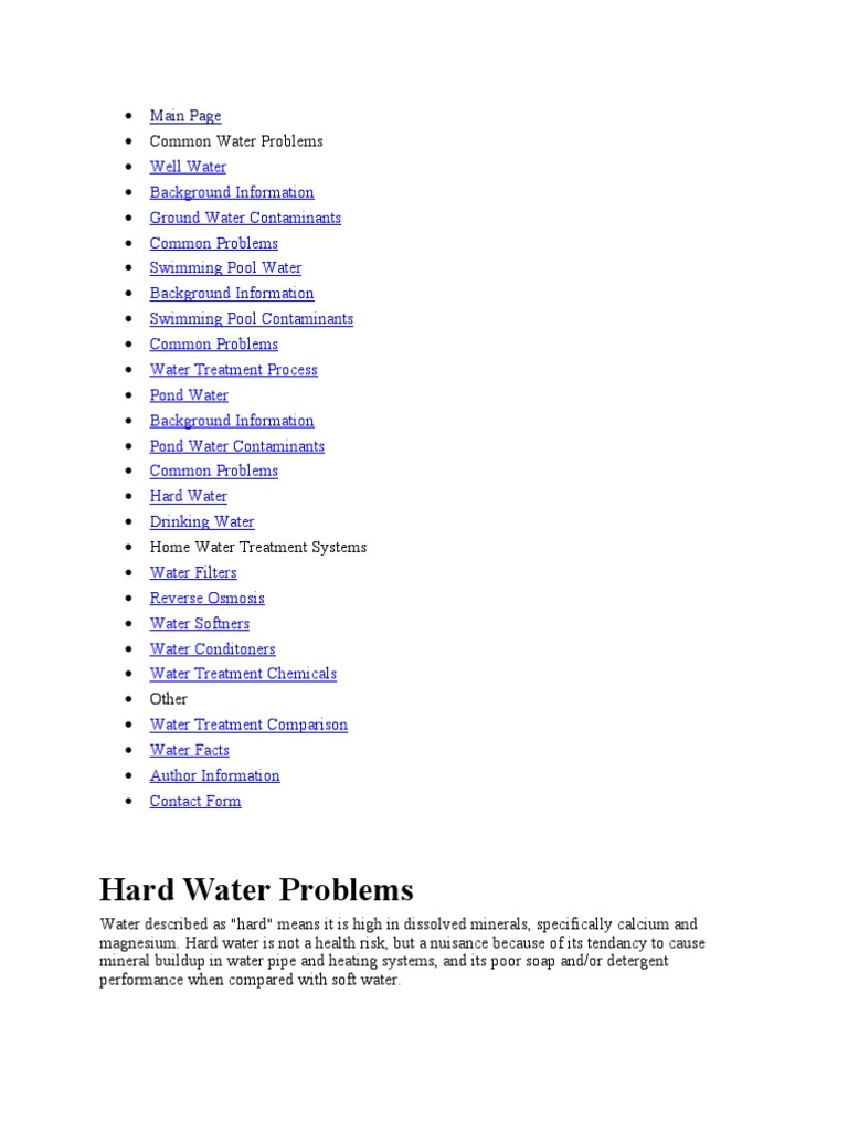 Hard Water Problems: Main Page | PDF | Water Purification | Water