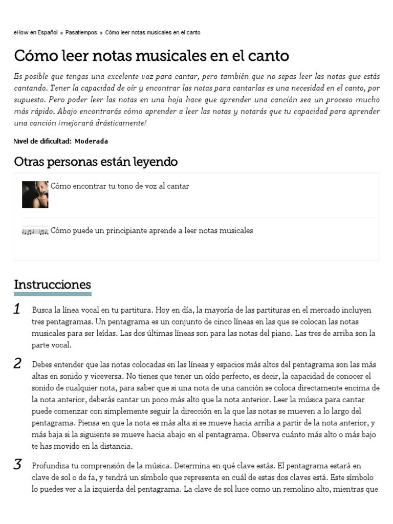 Cómo Leer Notas Musicales en El Canto - EHow en Español | PDF | Clave ...