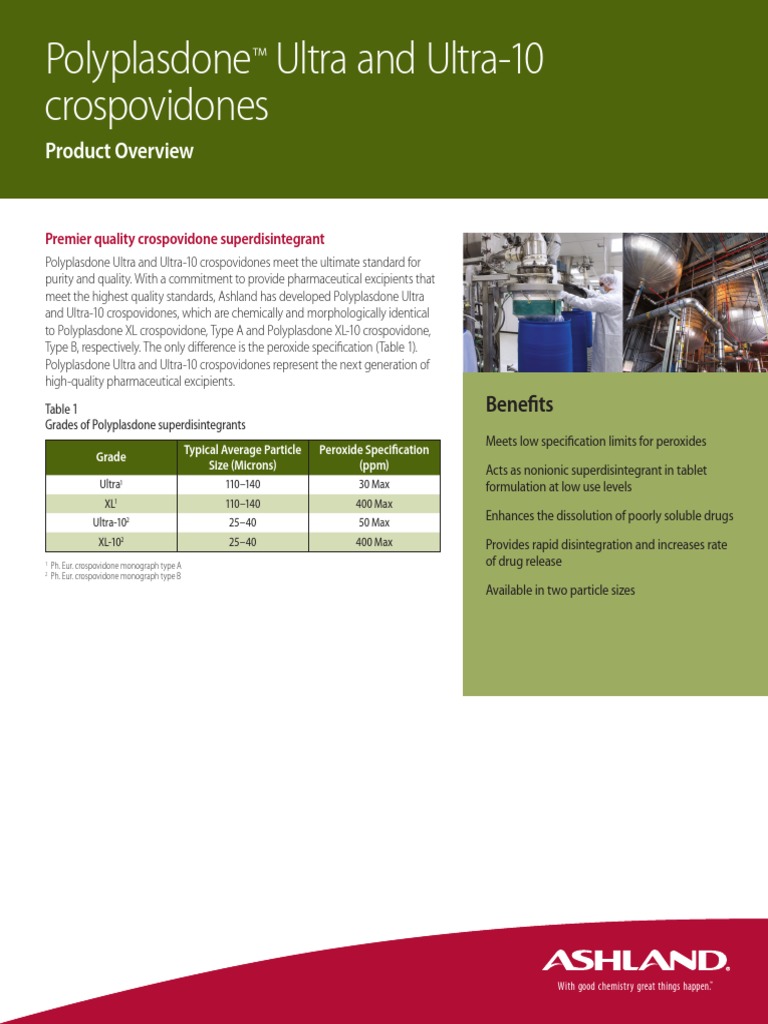 PC-11792 Polyplasdone Ultra Ultra10 | PDF | Dissolution (Chemistry ...