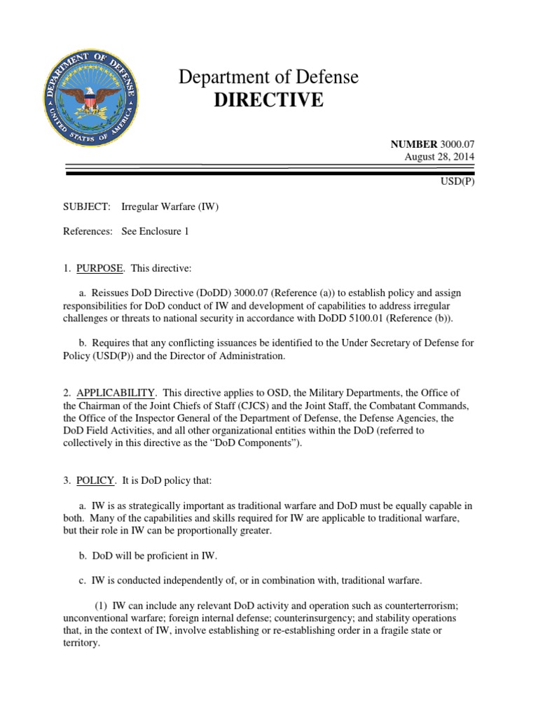 DoD Directive on Irregular Warfare | PDF | United States Department Of ...