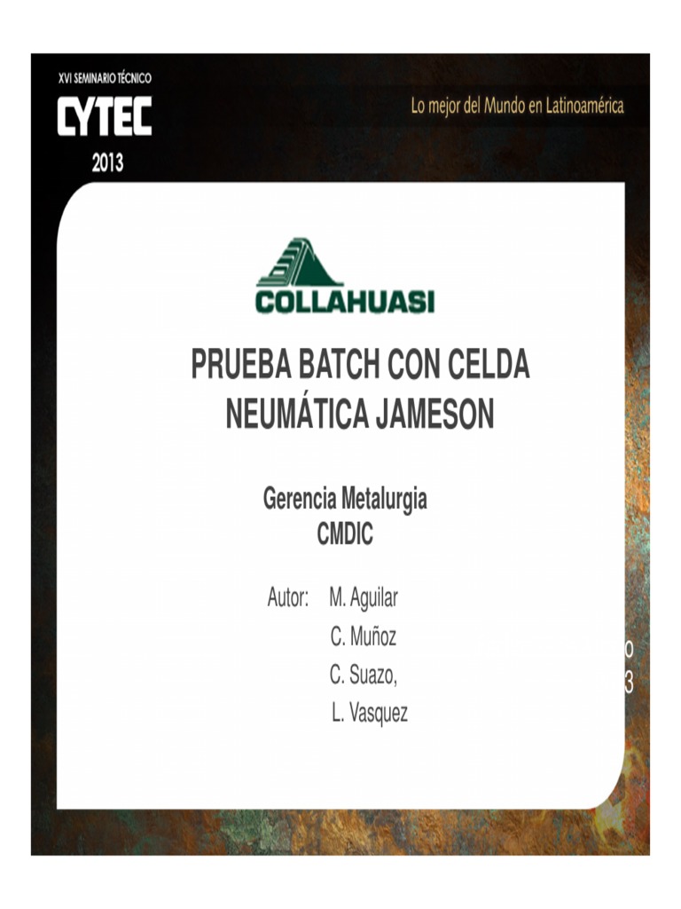 Prueba Celda Neumática Jameson | PDF | Molibdeno | Cobre