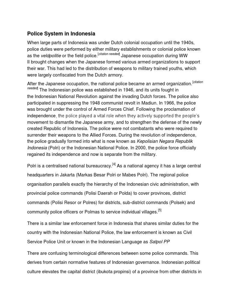 Indonesian Police History & Structure | PDF | Ranks | National Security