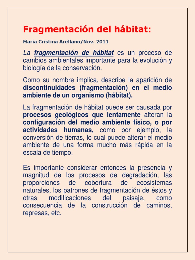 Pérdida y Fragmentación Del Hábitat | PDF | Destrucción del habitát | Habitat