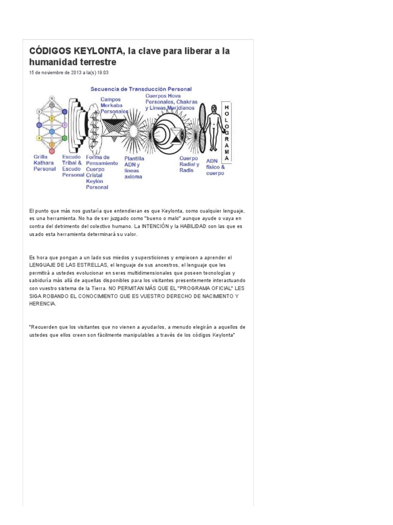 CÓDIGOS KEYLONTA, La Clave para Liberar A La Humanidad Terrestre | PDF ...