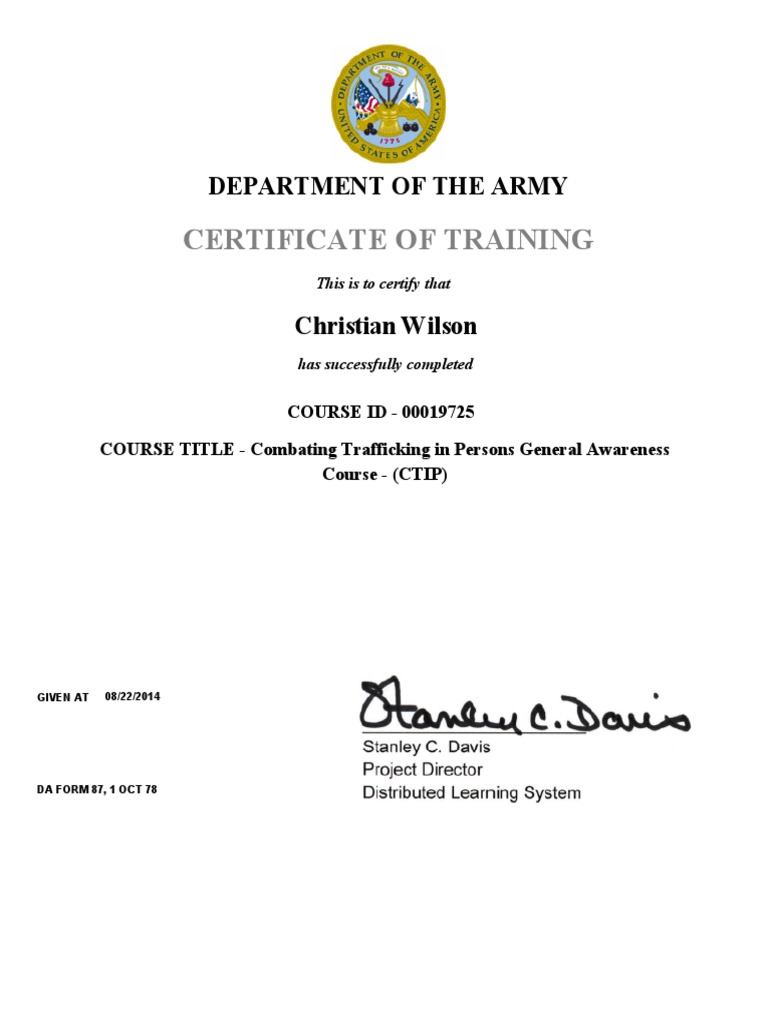 CTIP General Awareness Certificate | PDF