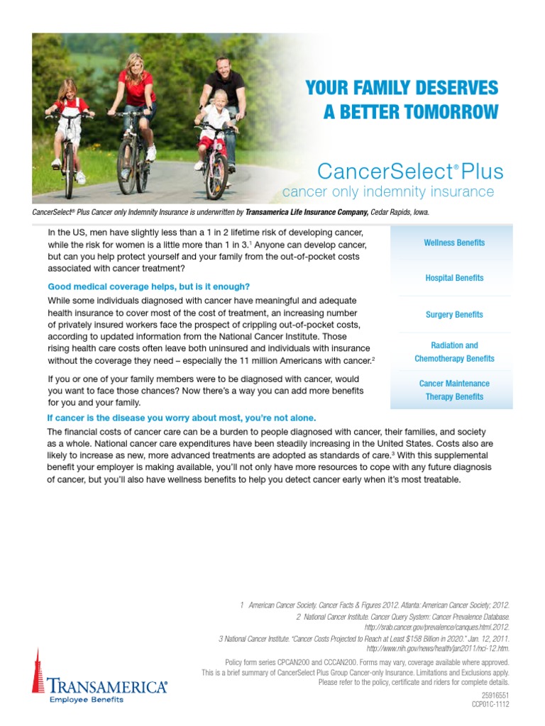 TransAmerica Cancer Plan | PDF | Cancer | Insurance