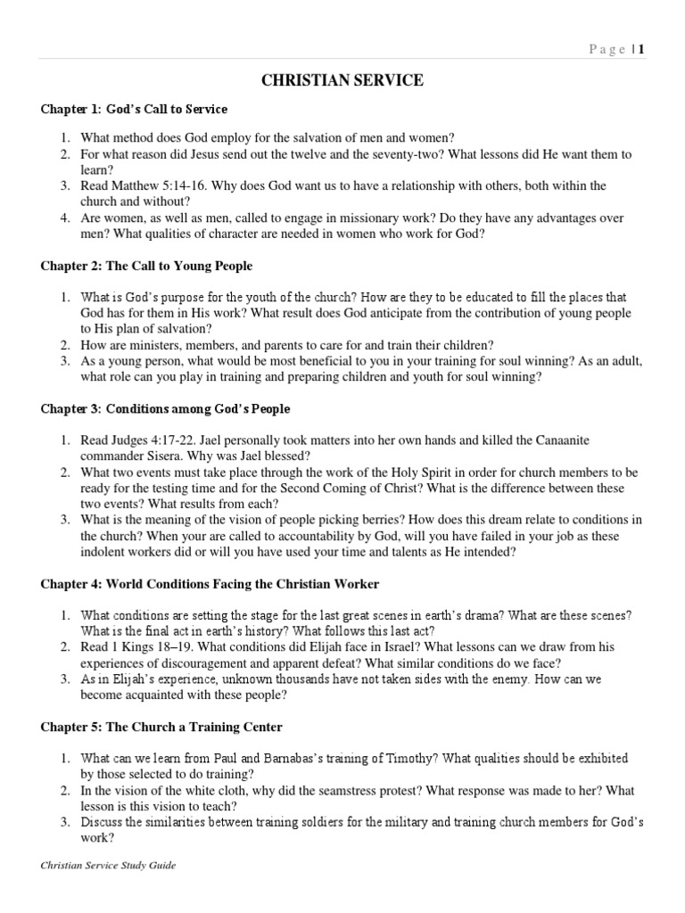 Christian Service: Chapter 1: God's Call To Service | PDF | Evangelism ...