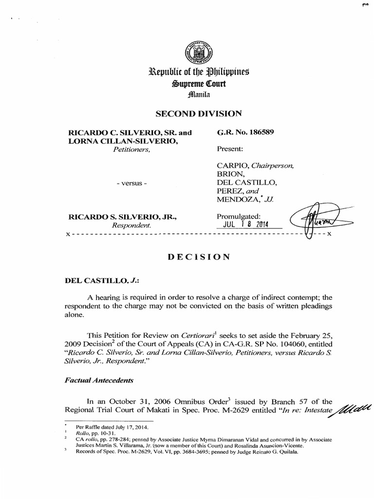 Ricardo C. Silverio, Sr. and Lorna Cilian-Silverio vs. Ricardo Silverio ...