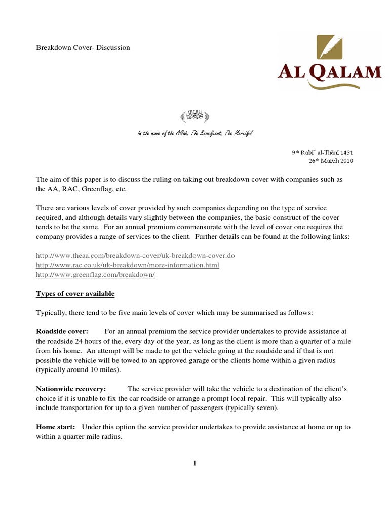 Breakdown Cover: Rulings and Services | PDF | Insurance | Common Law