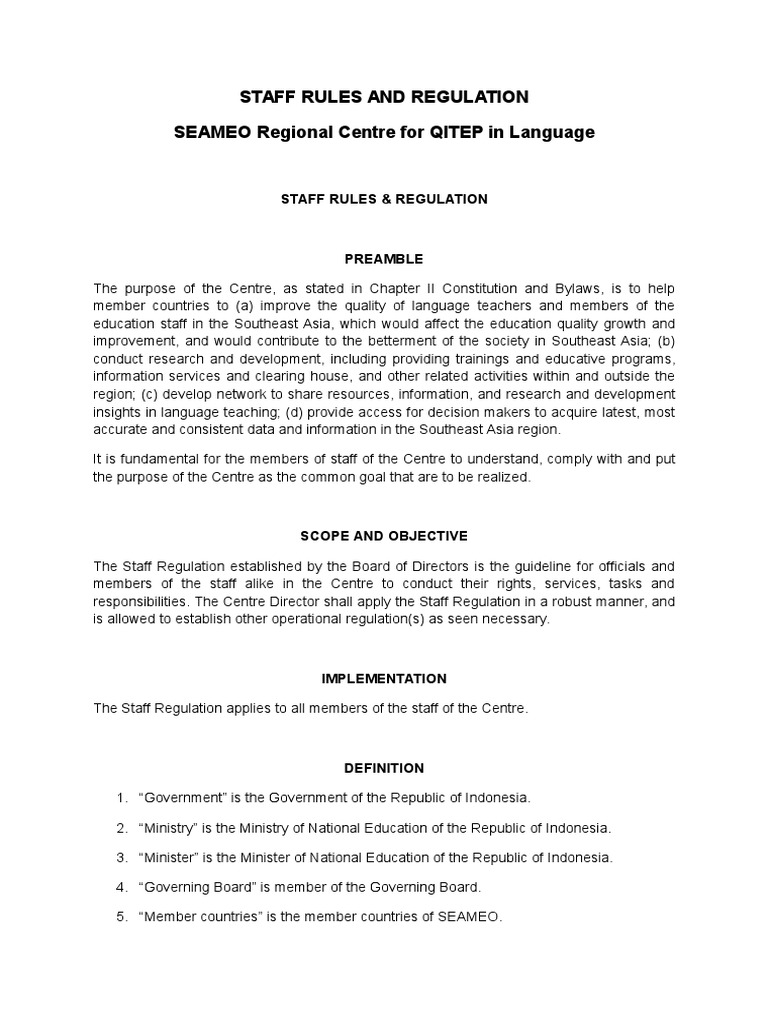 Staff Rules and Regulations | PDF | Government | Business