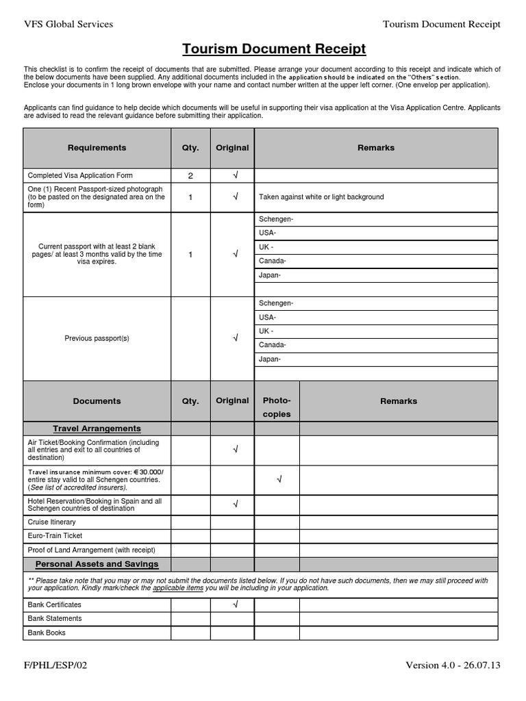 Checklist For Schengen Visa | PDF | Travel Visa | Passport