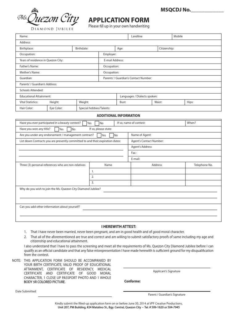 Application Form: Please Fill Up in Your Own Handwriting | PDF ...