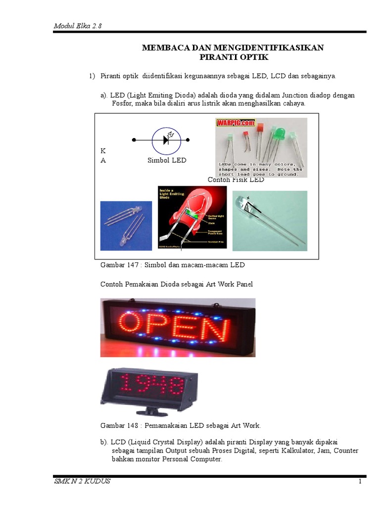 Piranti Optik: LED, LCD, dan Solar Cell | PDF