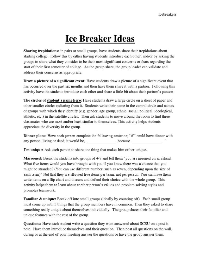 Ice Breakers | PDF