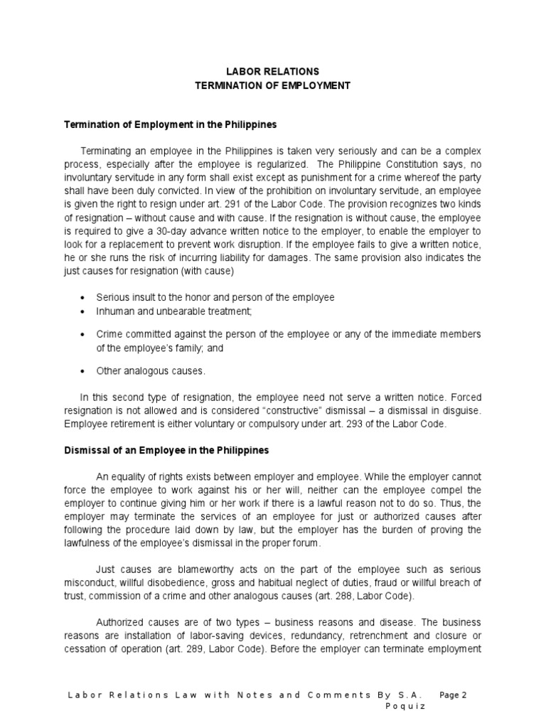 Labor Relations (Termination) | PDF | Employment | Layoff
