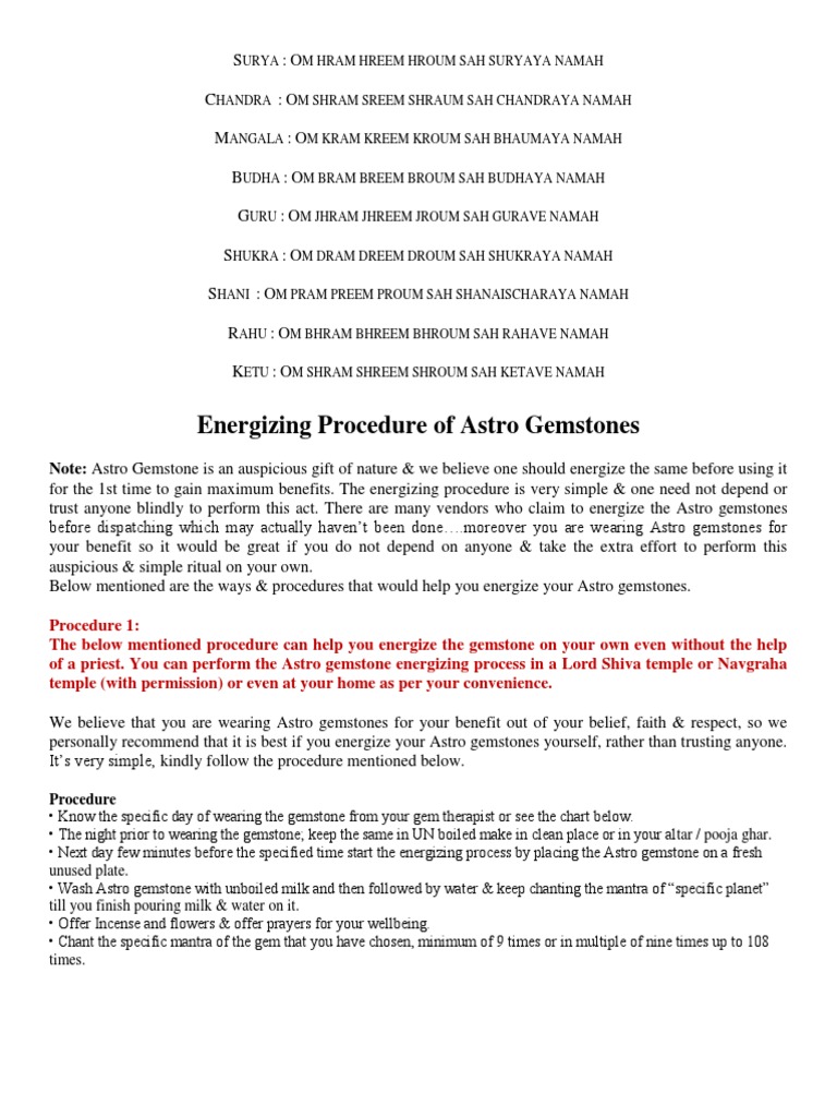 Lal Kitab - Energizing Procedure of Astro Gemstones by Jimmy Rana | PDF ...
