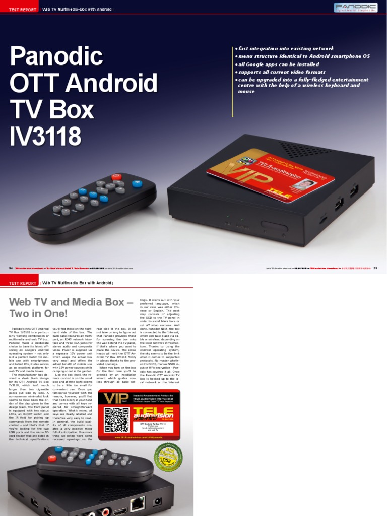 Panodic OTT Android TV Box IV3118 | PDF | Android (Operating System) | Google Play