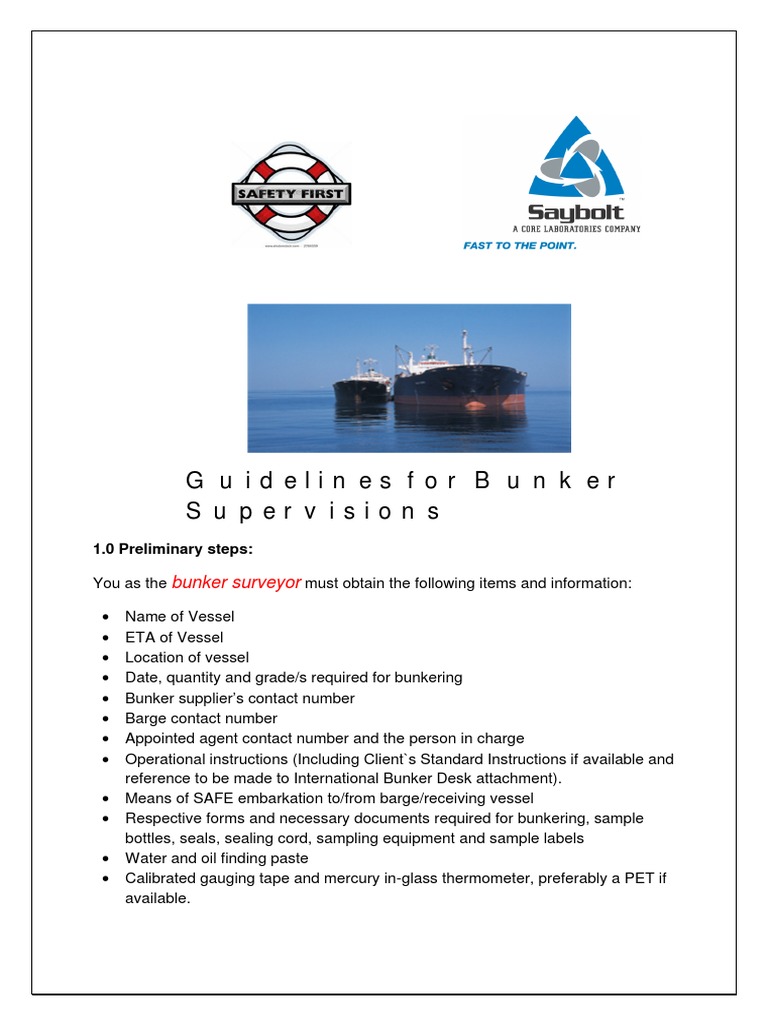 Bunker Supervision Procedures | PDF | Fuel Oil | Thermometer